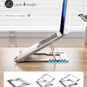 ACEMAGIC Laptop Stand, Aluminum Computer Riser, Ergonomic Laptops Elevator for Desk, Metal Holder Compatible with Notebook Computer Under 17.3 Inches, Silver