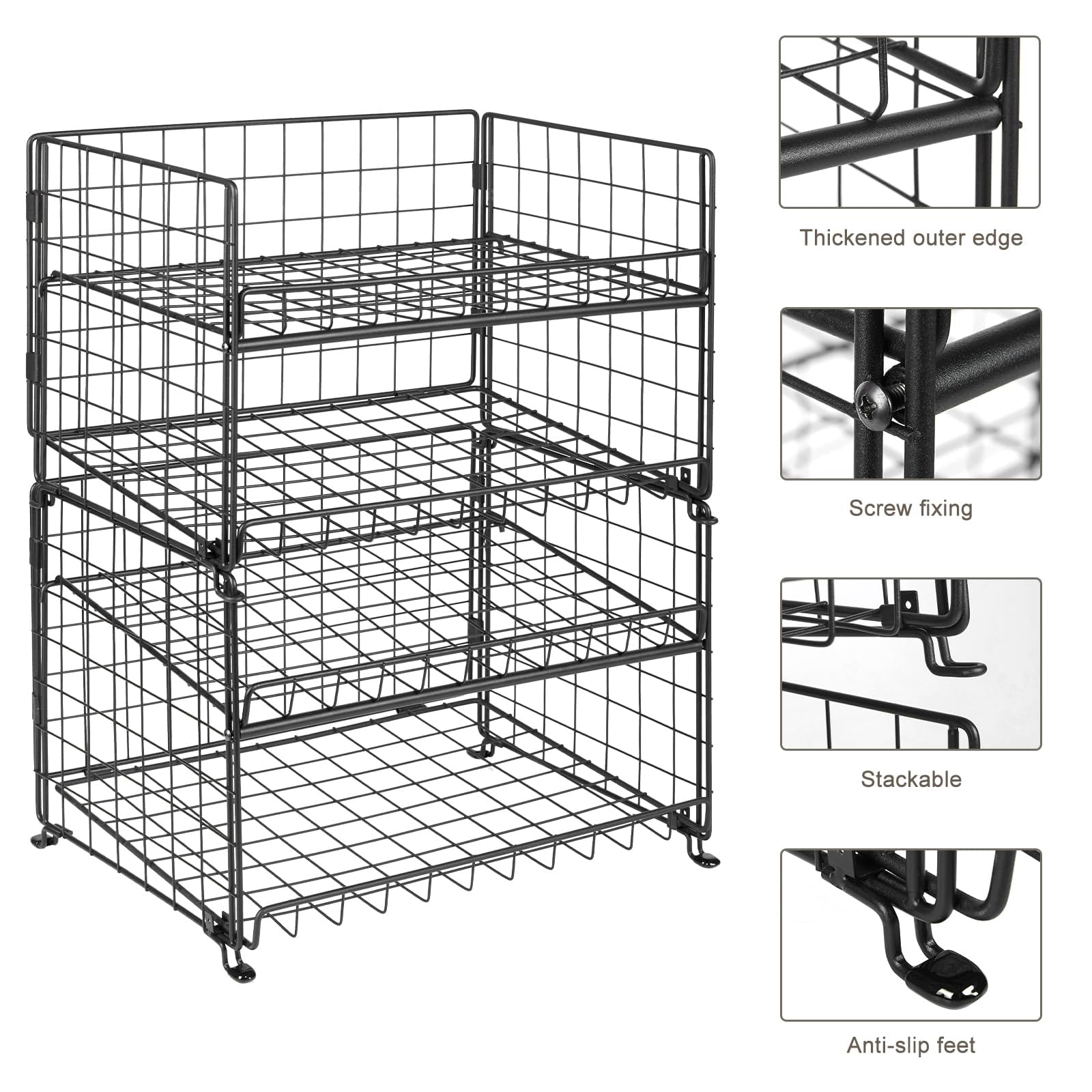 JKsmart 4-Tier Stackable Can Rack Organizer, Can Storage for Kitchen Pantry Cabinet, Can Holders for Food, Multifunctional Can Dispenser for Snacks Soda