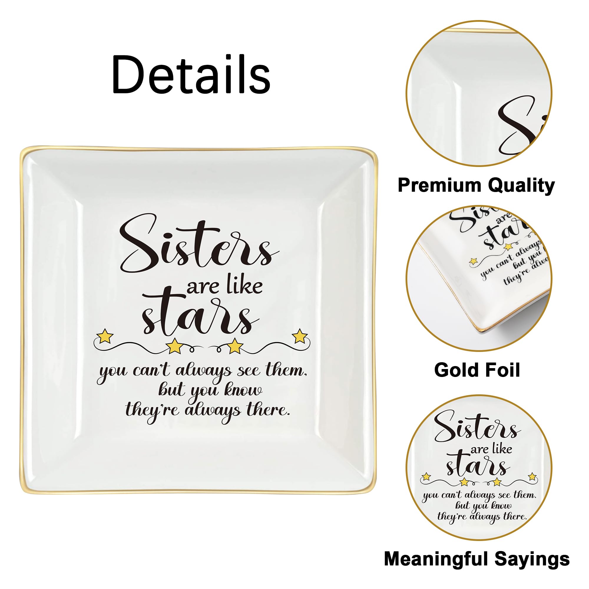 Homlouue Sister Gifts from Sister, Sister Are Like Stars Ring Dish Sister Birthday Gifts Sister Jewelry Dish Best Sister Ever Gifts Meaningful Sister Gifts for Sister Friends Christmas