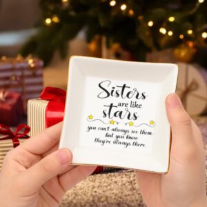 Homlouue Sister Gifts from Sister, Sister Are Like Stars Ring Dish Sister Birthday Gifts Sister Jewelry Dish Best Sister Ever Gifts Meaningful Sister Gifts for Sister Friends Christmas