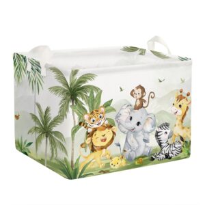 clastyle rectangular safaci animals storage baskets tropical rainforest elephant giraffe white shelf basket clothes books toys storage bin for bedroom kindergarten