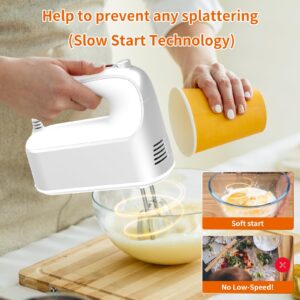 CBQ Hand Mixer Electric, 9 Speed 400W Handheld Mixer with Digital Display, Touch Button, Turbo, Snop-On Storage Case, 5 Stainless Steel Accessories, Mixer Electric Handheld for Cake, Cookie, Egg,