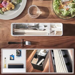 Fourmor Drawer Organizer - Bamboo Drawer Organizer,Kitchen Utensil Organizer Silverware Tray,Cutlery Holder, Wood Storage Box for Flatware, Makeup, Bathroom, Office Desk,(12.9x2.9x3 .1inch)