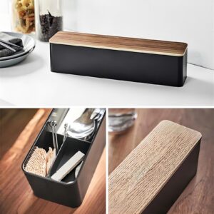 Fourmor Drawer Organizer - Bamboo Drawer Organizer,Kitchen Utensil Organizer Silverware Tray,Cutlery Holder, Wood Storage Box for Flatware, Makeup, Bathroom, Office Desk,(12.9x2.9x3 .1inch)