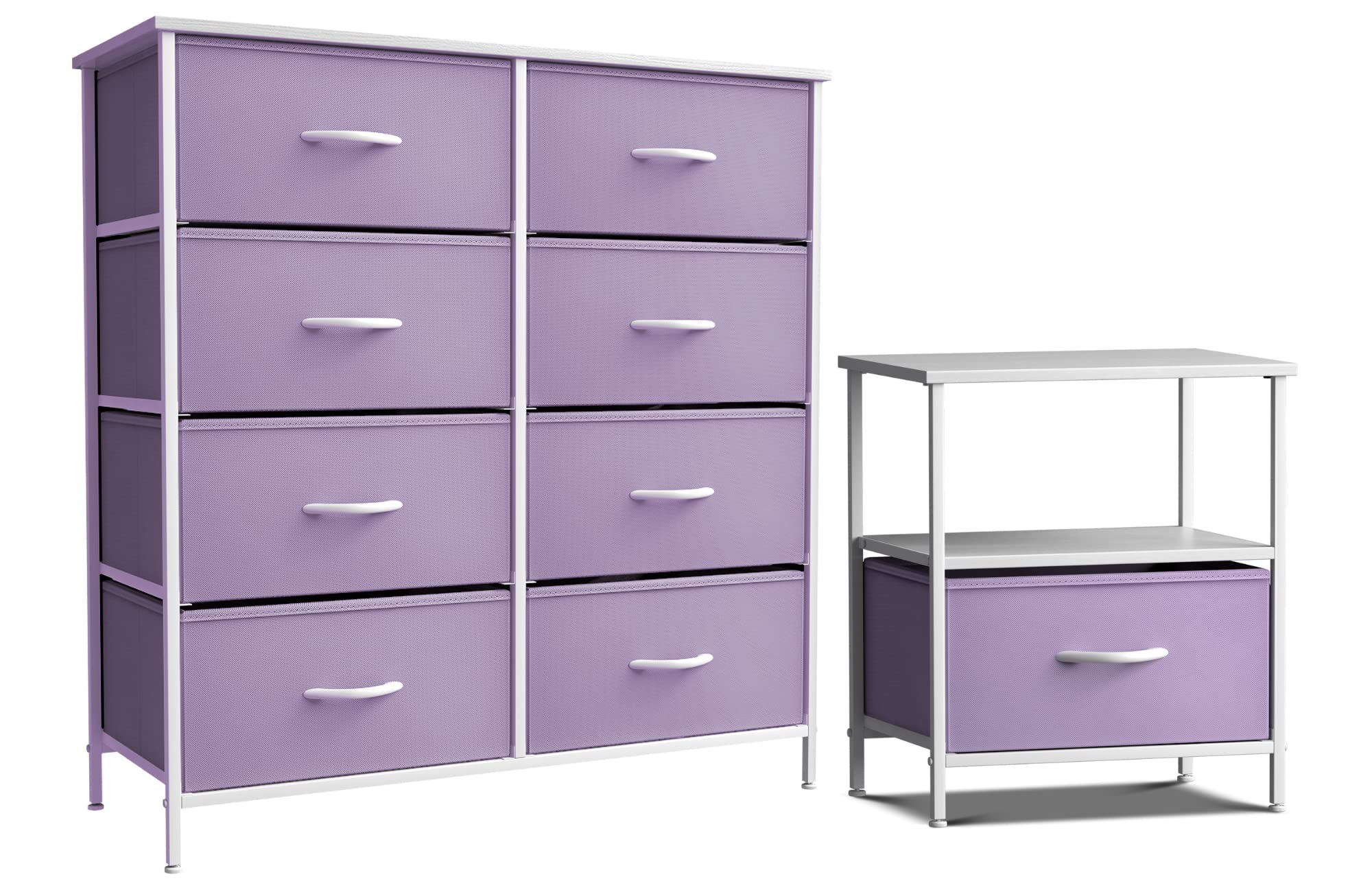 Sorbus Kids Dresser with 8 Drawers and 1 Drawer Nightstand Bundle - Matching Furniture Set - Storage Unit Organizer Chests for Clothing - Bedroom, Kids Rooms, Nursery, & Closet (Purple)