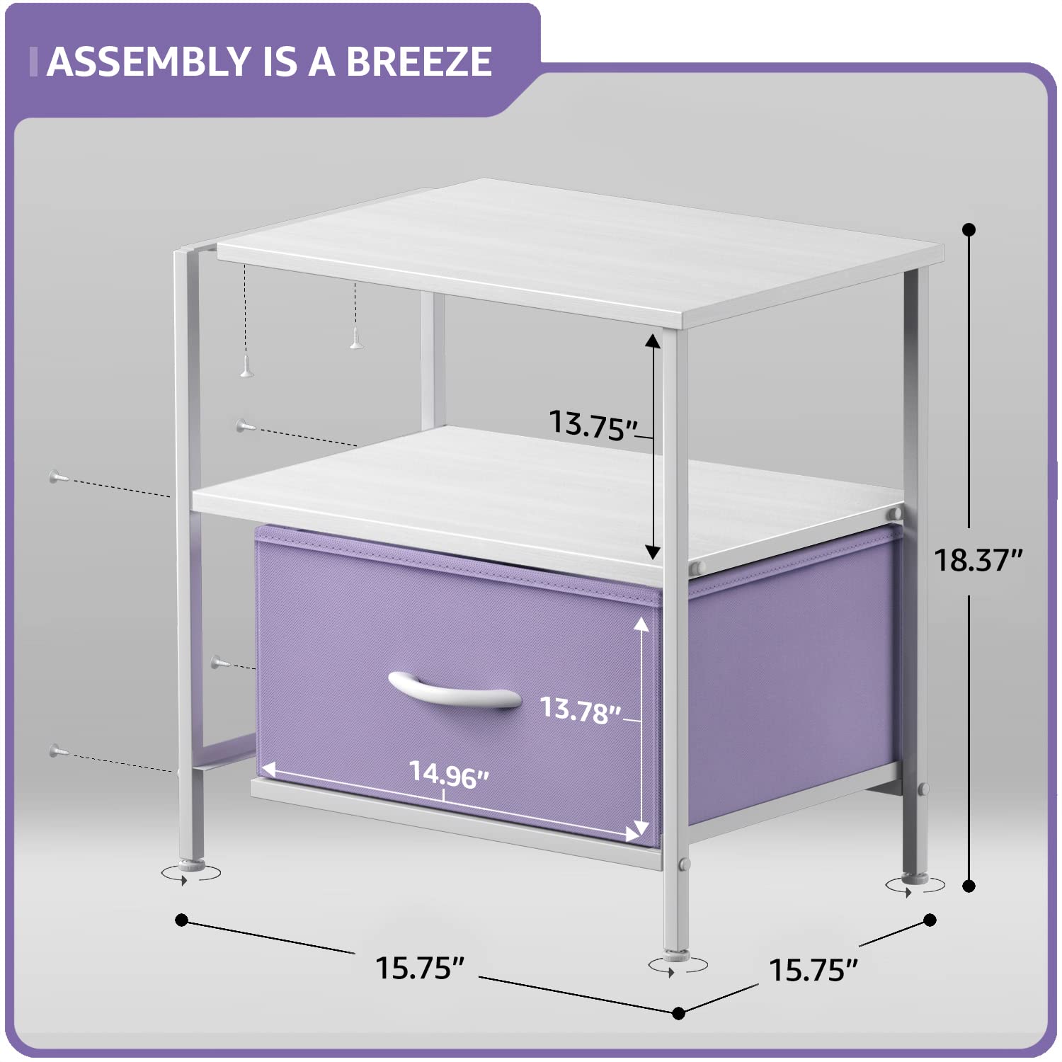 Sorbus Kids Dresser with 8 Drawers and 1 Drawer Nightstand Bundle - Matching Furniture Set - Storage Unit Organizer Chests for Clothing - Bedroom, Kids Rooms, Nursery, & Closet (Purple)