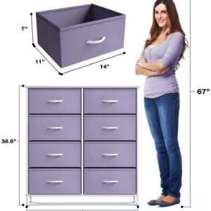 Sorbus Kids Dresser with 8 Drawers and 1 Drawer Nightstand Bundle - Matching Furniture Set - Storage Unit Organizer Chests for Clothing - Bedroom, Kids Rooms, Nursery, & Closet (Purple)