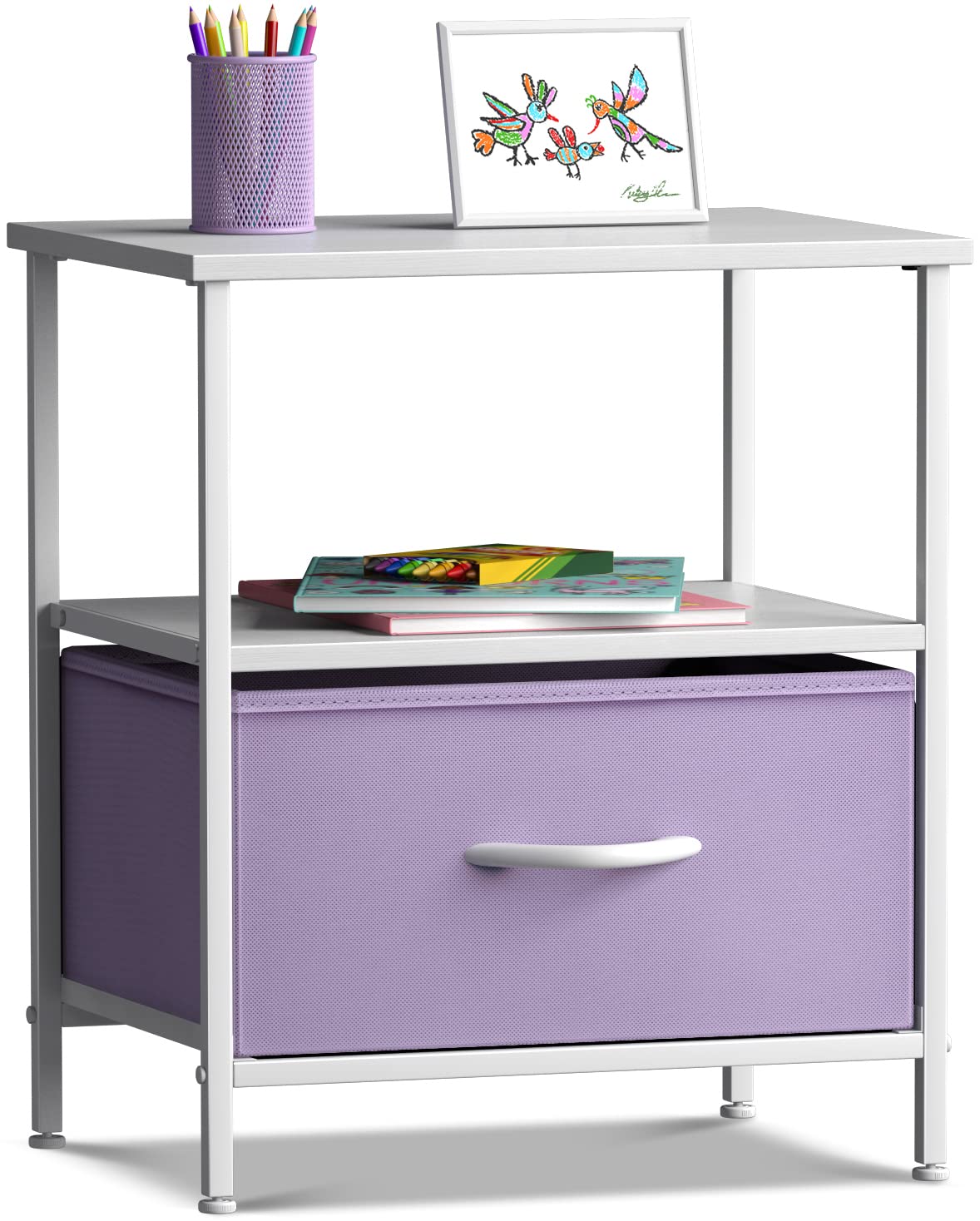 Sorbus Kids Dresser with 8 Drawers and 1 Drawer Nightstand Bundle - Matching Furniture Set - Storage Unit Organizer Chests for Clothing - Bedroom, Kids Rooms, Nursery, & Closet (Purple)