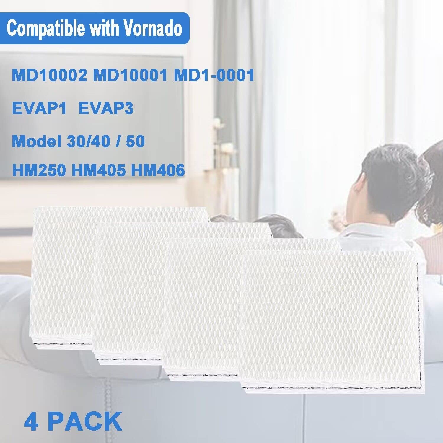 MD1-0002 Humidifier Replacement Filters - Compatible with Vornado Evaporative Humidifier 4-Pack