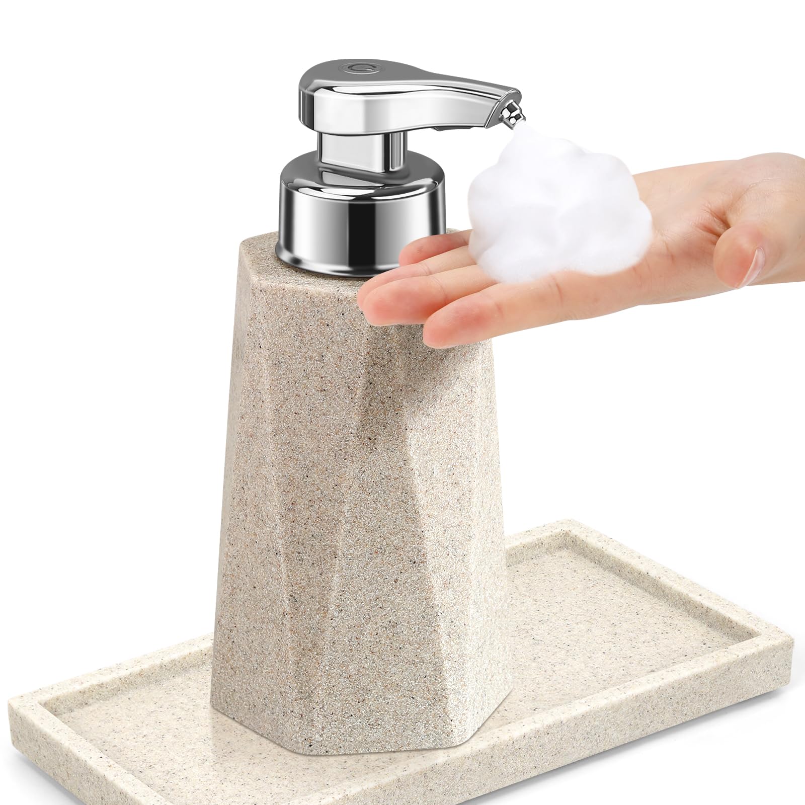 Automatic Foaming Soap Dispenser(1 Pack)+ Versatile 7.4" Silicone Resin Tray(1 Pack)