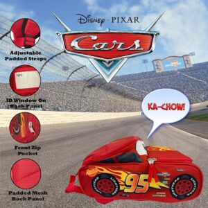 Disney Pixar Cars 14” Lightning McQueen Shaped Backpack for Boys & Girls, Kids School Bag, Red