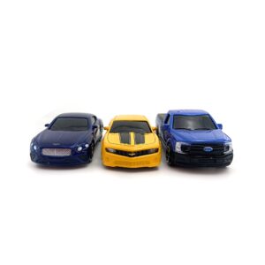 Just For Laughs 6 Diecast Metal Cars, 1:64 Scale Mini Cars, Officially Licensed - Ford F-150, Bentley Continental GT, Chevrolet Camaro, Ford Mustang 2015, McLaren 600LT, Nissan GT-R (R35)