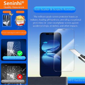 seninhi [3+3Pack] for iphone 12 (6.1inch) Screen Protector 3Pack + Camera Lens Protector 3Pack, Tempered Glass Screen Protector [With Easy Installation Frame] [9H Hardness] [Anti-Scratch] [Bubble