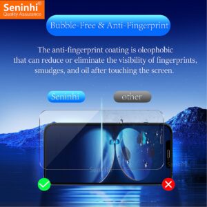 seninhi [3+3Pack] for iphone 12 (6.1inch) Screen Protector 3Pack + Camera Lens Protector 3Pack, Tempered Glass Screen Protector [With Easy Installation Frame] [9H Hardness] [Anti-Scratch] [Bubble