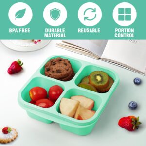 Mosville Snack Containers, Reusable 4 Divided Compartments Bento Snack Box Meal Prep Containers with Snacks, Fruits, Nuts, Cookies, Candies [3 Pack]