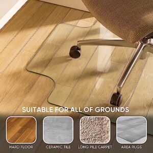 Antok Glass Chair Mat for Carpet, 36“x36” Tempered Glass Floor Mat for Office Chair on Carpet, 1/5" Thick Clear Computer Floor Mat for Rolling Chairs with 4 Anti-Slip Pads