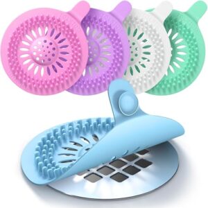 tolkium vibrant drain hair catcher 5-pack - durable silicone like shower drain cover hair catcher for bath, sink, shower, and bathtub - home essentials drain cover to help prevent clogging