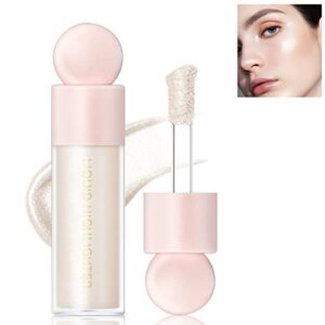 hosaily liquid highlighter, natural brighten shimmer light liquid luminizer, silky smooth long-lasting glowing soft cream highlighter for face cheekbone body glitter illuminator makeup (moonlight)