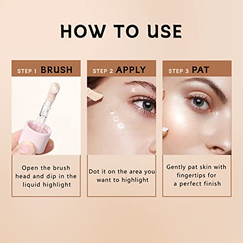 HOSAILY Liquid Highlighter, Natural Brighten Shimmer Light Liquid Luminizer, Silky Smooth Long-lasting Glowing Soft Cream Highlighter for Face Cheekbone Body Glitter Illuminator Makeup (Moonlight)