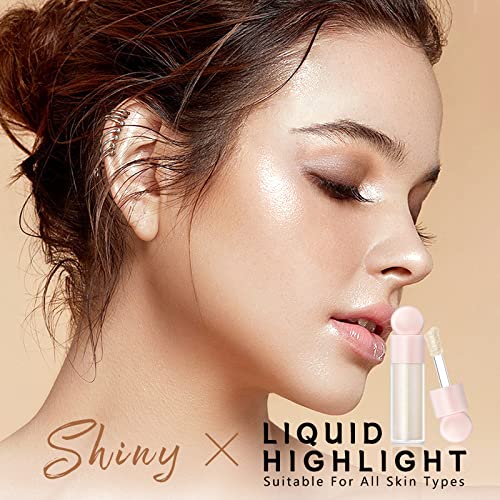 HOSAILY Liquid Highlighter, Natural Brighten Shimmer Light Liquid Luminizer, Silky Smooth Long-lasting Glowing Soft Cream Highlighter for Face Cheekbone Body Glitter Illuminator Makeup (Moonlight)