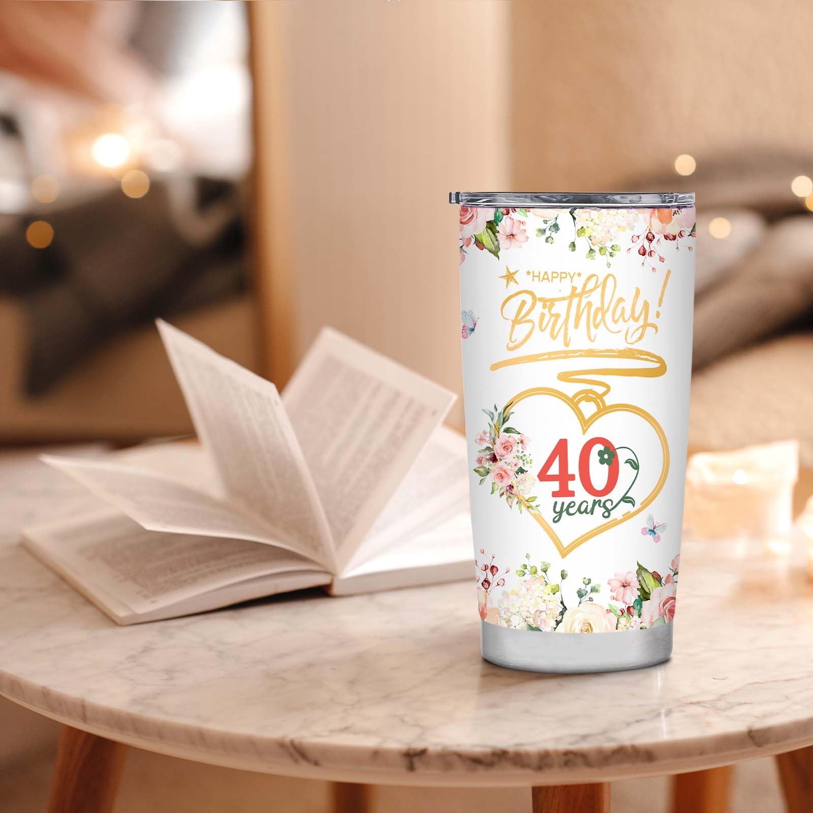 Grawmise 40th Birthday Gifts for Women - 40 & Fabulous Tumbler - 40 Years Old Birthday Gifts Idea for Women - Gifts for Women Besties Friends Sister Coworker Mom Wife Her Turning 40（20oz）