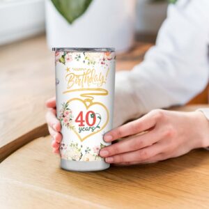 Grawmise 40th Birthday Gifts for Women - 40 & Fabulous Tumbler - 40 Years Old Birthday Gifts Idea for Women - Gifts for Women Besties Friends Sister Coworker Mom Wife Her Turning 40（20oz）