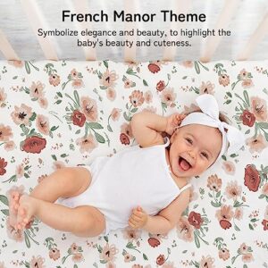 besrey 2 Packs Crib Sheets Fitted for Baby Boy and Girl, with a Storage Bag, Jersey Knit Cotton Baby Crib Sheet for Standard Crib Mattress & Toddler Bed Mattress(Flower Style)