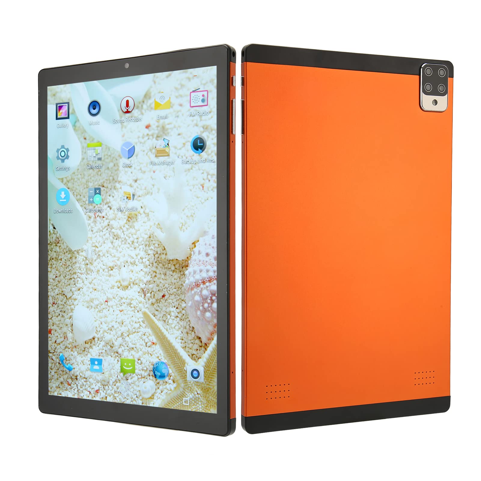 Naroote HD Tablet, 6GB 128GB 100-240V 2.4G 5G WiFi Orange 10.1 Inch Tablet PC 1920 X 1080 IPS for Android 11.0 for Reading (US Plug)