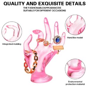 ZOOFOX 4 Pack Hand Jewelry Display Holder, Polyresin Mannequin Shaped Jewelry Organizer, Preppy Jewelry Stand for Bracelet Necklace Ring, Pink Room Decor