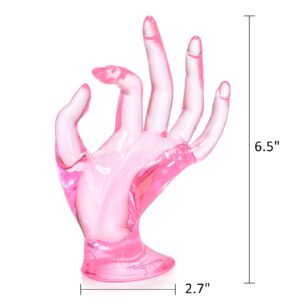 ZOOFOX 4 Pack Hand Jewelry Display Holder, Polyresin Mannequin Shaped Jewelry Organizer, Preppy Jewelry Stand for Bracelet Necklace Ring, Pink Room Decor