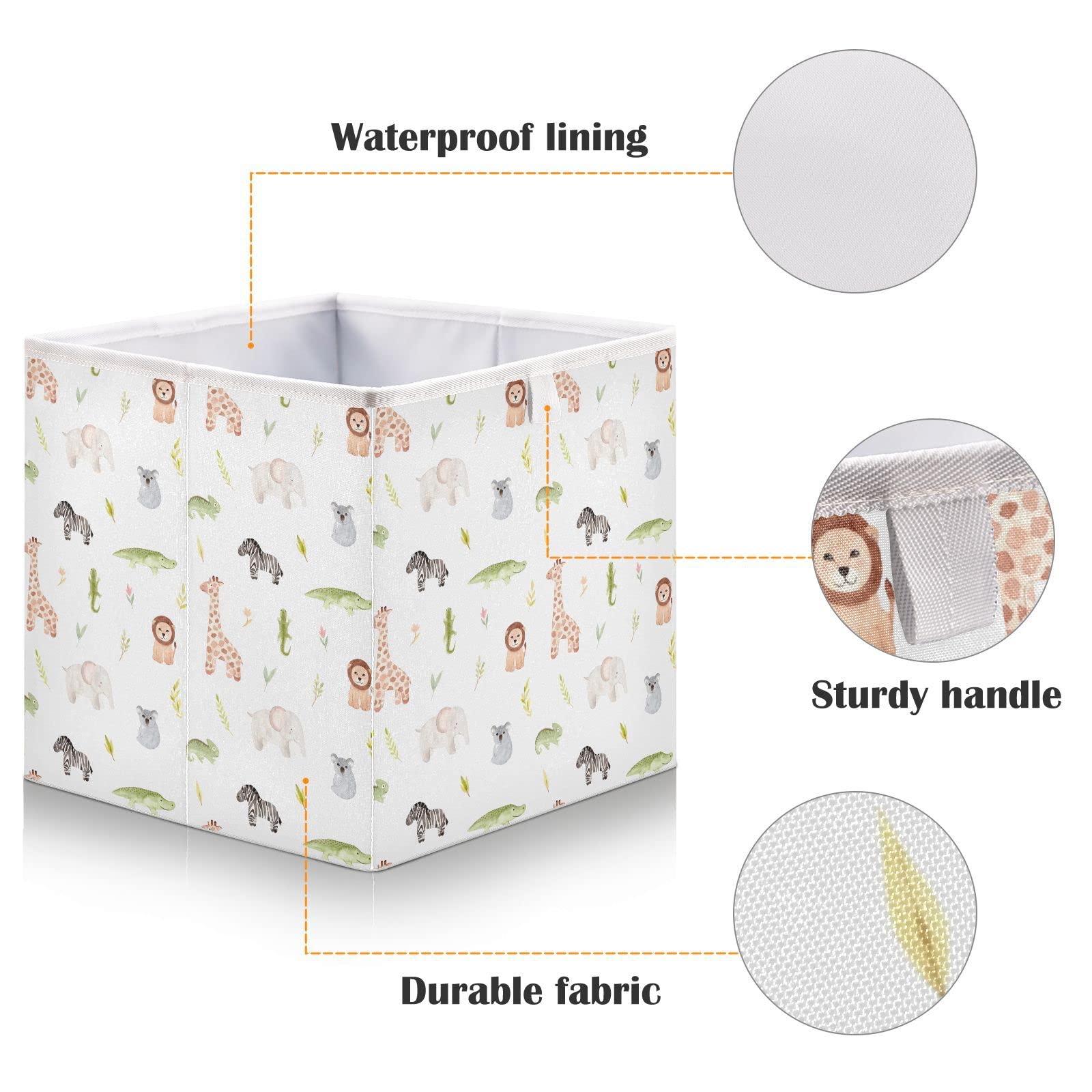 Kigai Safari Animals Rectangular Storage Bins - 16x11x7 In Large Foldable Storage Basket Fabric Storage Baskes Organizer for Toys, Books, Shelves, Closet, Home Decor