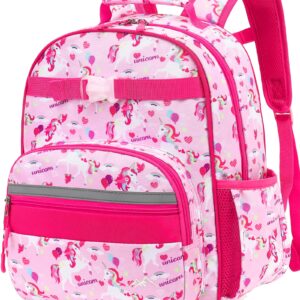 LYNXCHER Toddler Girl Backpack Preschool Kindergarten Kids Backpack Bookbag Elementary School Girls Gifts Small Toddler Backpcak 5 6 Stocking Stuffers for Kids Girls (Pink Unicorn,12L for 5-8 Years)