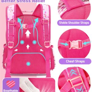 LYNXCHER Toddler Girl Backpack Preschool Kindergarten Kids Backpack Bookbag Elementary School Girls Gifts Small Toddler Backpcak 5 6 Stocking Stuffers for Kids Girls (Pink Unicorn,12L for 5-8 Years)