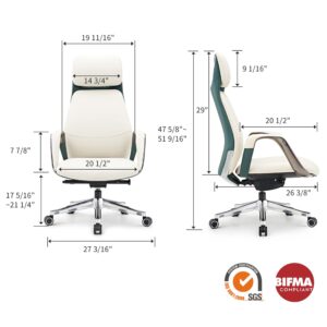 EUREKA ERGONOMIC Genuine Leather Office Chair Ergonomic Executive Chair, Modern Office Chair Home Office Desk Chairs with Wheels, Luxury Office Chair High Back Office Chair with Arms & Aluminum Base