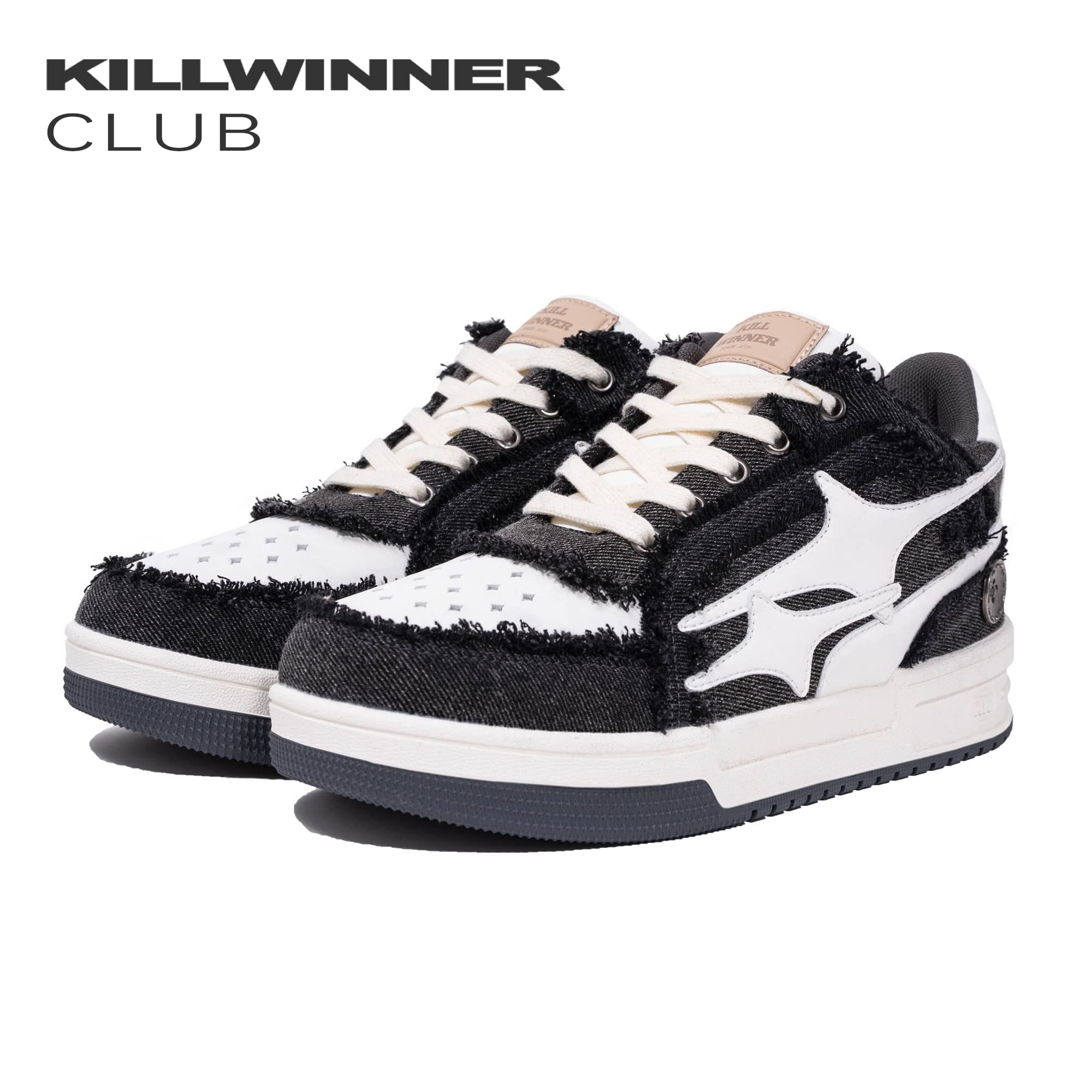 KILLWINNER Sneakers for Women, Fashion Sneaker Cowboy Tassel Sneaker Tennis Walking Shoes for Lady Black Sneakers