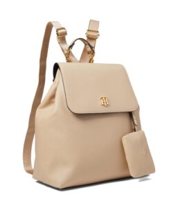 tommy hilfiger maxine ii flap backpack w/hangoff pebble pvc fawn one size