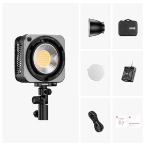 ZHIYUN Molus G200 200W COB Video Light with Bowens Mount,2700K-6500K and ZY Vega APP Control,Ultra Quiet DynaVort Cooling System