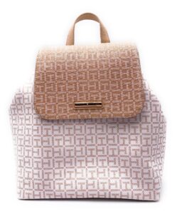 tommy hilfiger laura ii flap backpack coated square monogram fawn/optic white/optic white/fawn one size