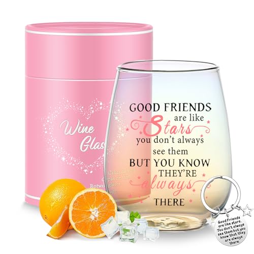 Yalucky Wine Glass, Personalised Birthday Gift for Friend, Durable Glass, 16.0 oz, Wine Glass, Friendship Theme