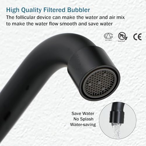 Widespread Bathroom Faucet Matte Black Two Handle Bathroom Faucets for Sink 3 Hole Modern Bathroom Sink Faucet with Supply Hose 360° Swivel Spout Bathroom Vanity Faucet Rv Lavatory Vessel Faucet1