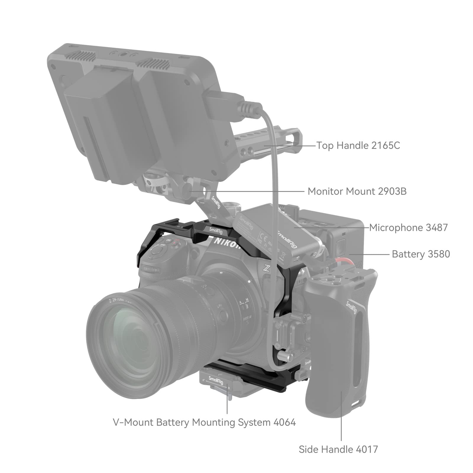 SmallRig Z 8 Camera Cage for Nikon Z 8, Anti-Twist Design and Aluminum Alloy Full Camera Cage, with Quick Release Plate for Arca-Swiss for Bird Shooting, Sports Shooting, Commercial Filming 3940