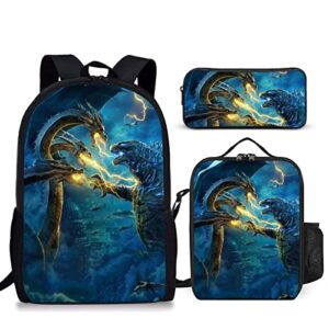 pecxarnt backpack lunch bag set with pencil case lightweight laptop backpacks bookbag cartoon shoulder bag casual daypack