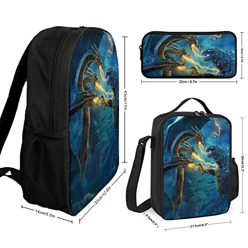 Pecxarnt Backpack Lunch Bag Set with Pencil Case Lightweight Laptop Backpacks Bookbag Cartoon Shoulder Bag Casual Daypack