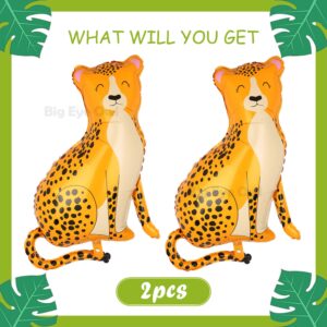 Giant Leopard Foil Balloons Jungle Safari Animal Birthday Party Decorations Mylar Balloon For Boy Kids Wild One Theme Birthday Party Decor Baby Shower Zoo