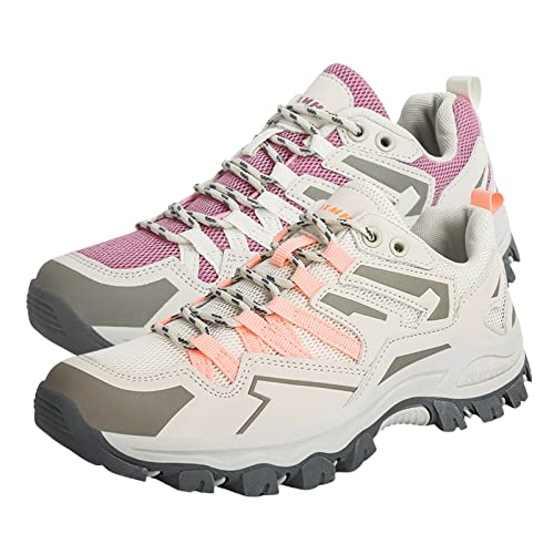 IWIHMIV Women's Outdoor Comfortable Non-Slip Hiking Shoes Running Shoes Lightweight Athletic Tennis Shoes（Pink,7.5