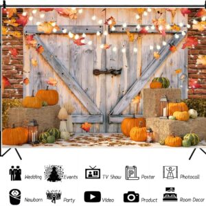 YYNXSY Fall Thanksgiving Backdrop Autumn Pumpkin Harvest Barn Background Hay Maple Leaves Baby Shower Banner Supplies Photo Booth Prop 10X8FT YY-2515