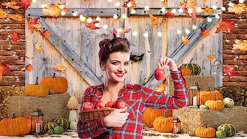 YYNXSY Fall Thanksgiving Backdrop Autumn Pumpkin Harvest Barn Background Hay Maple Leaves Baby Shower Banner Supplies Photo Booth Prop 7X5FT YY-2515