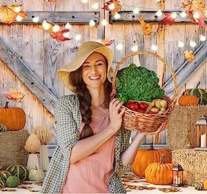 YYNXSY Fall Thanksgiving Backdrop Autumn Pumpkin Harvest Barn Background Hay Maple Leaves Baby Shower Banner Supplies Photo Booth Prop 7X5FT YY-2515