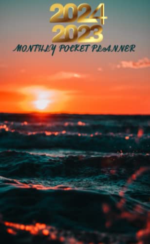 2023-2024 Monthly Pocket Planner: Beautiful sea view |Small 2 Year Calendar Schedule Organizer Start January 2023 to December 2024 with ... Notes, Important Dates, and Passwords