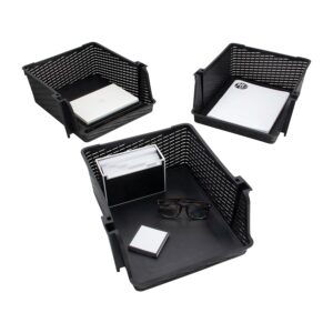 Advantus Nest and Stack Open Lid Storage Bin, Black, 3/Pack (39221)